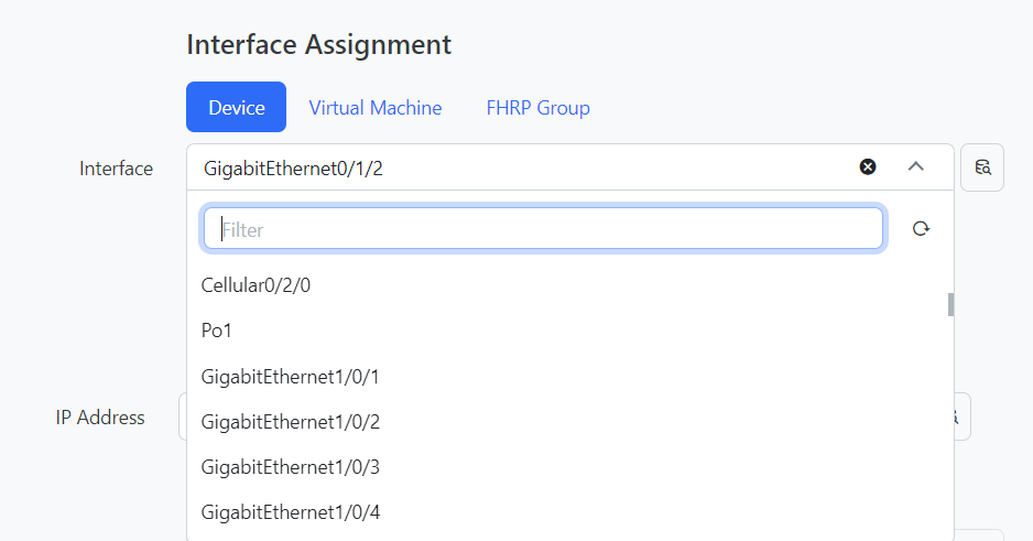 IPAddress Interface dropdown shows all interfaces, not only device ones · Issue #13293 · netbox ...
