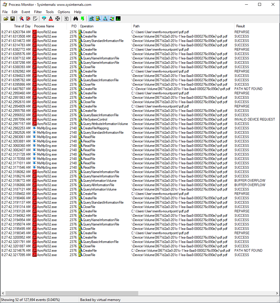 Acrobat Reader DC cannot open PDF on memfs mounted as a directory · Issue #274 · winfsp/winfsp ...