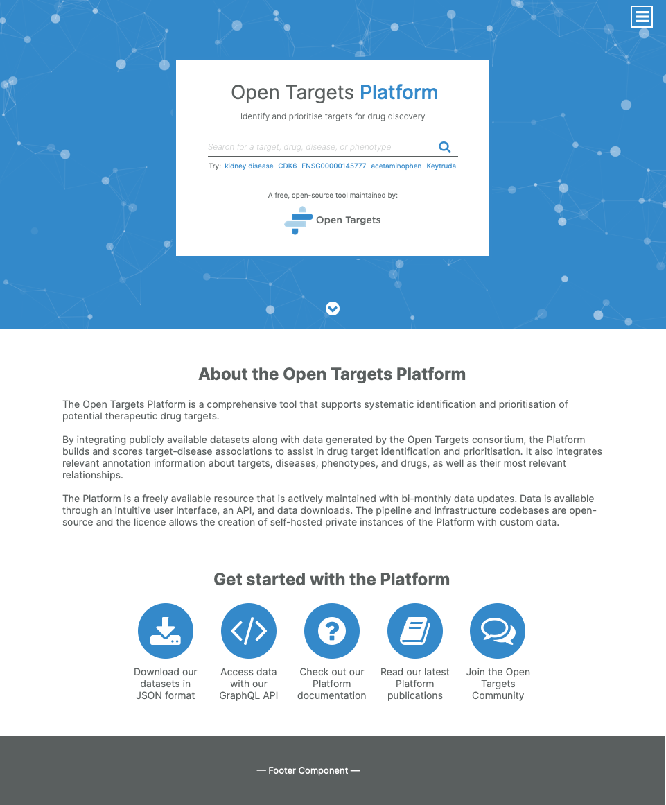 Implement simplified homepage · Issue #1448 · opentargets/issues · GitHub