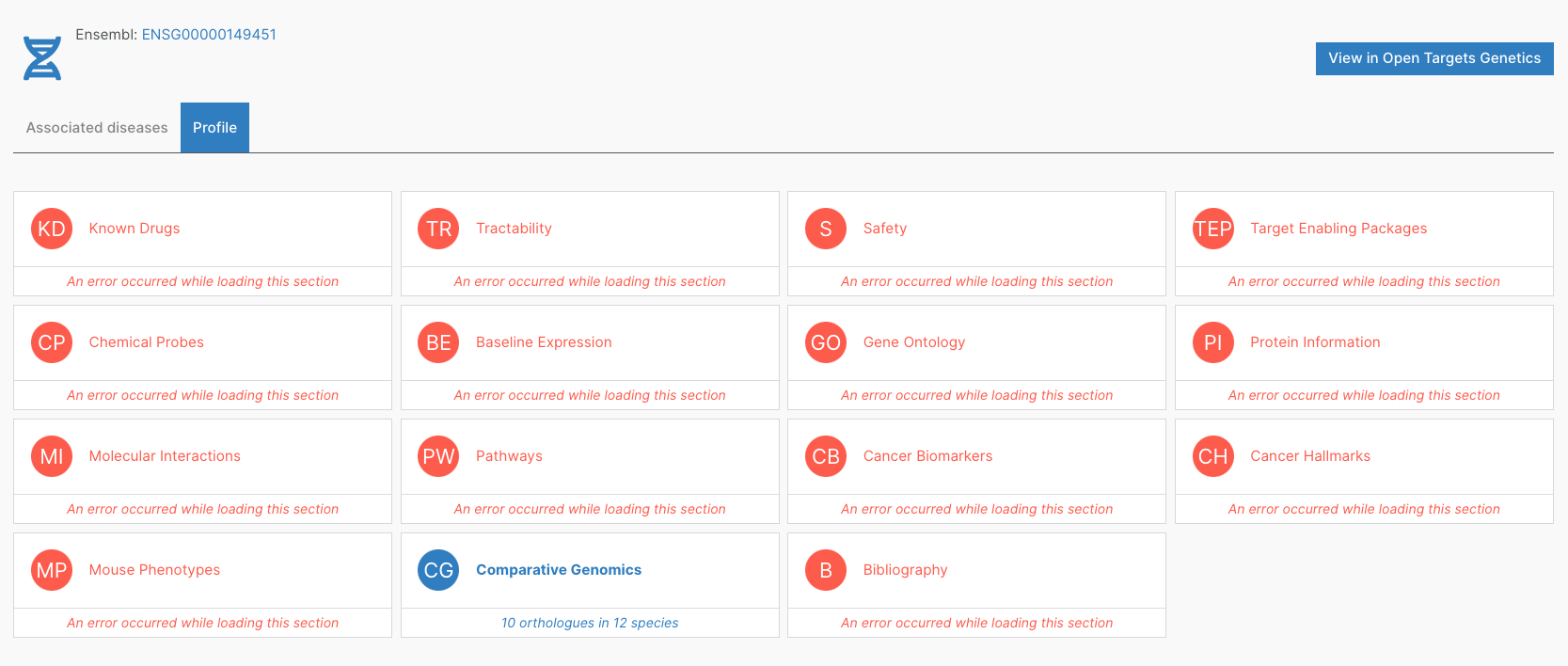 Hide all target profile page sections in `main` · Issue #1666 · opentargets/issues · GitHub