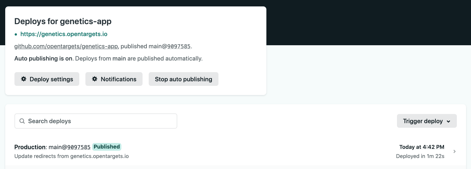 Update front-end development deployment in Netlify · Issue #2033 · opentargets/issues · GitHub
