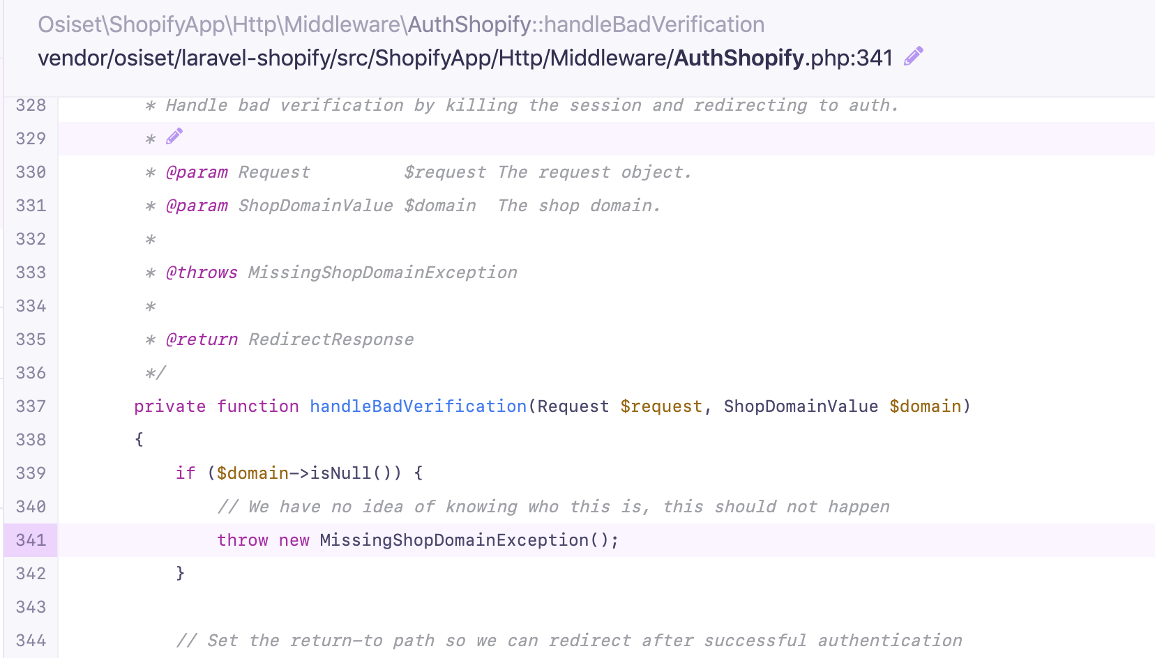 Osiset\ShopifyApp\Exceptions\MissingShopDomainException · Issue #672 · gnikyt/laravel-shopify ...