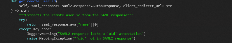 UID not detected in SAML response during initial login. · Issue #13092 · matrix-org/synapse · GitHub