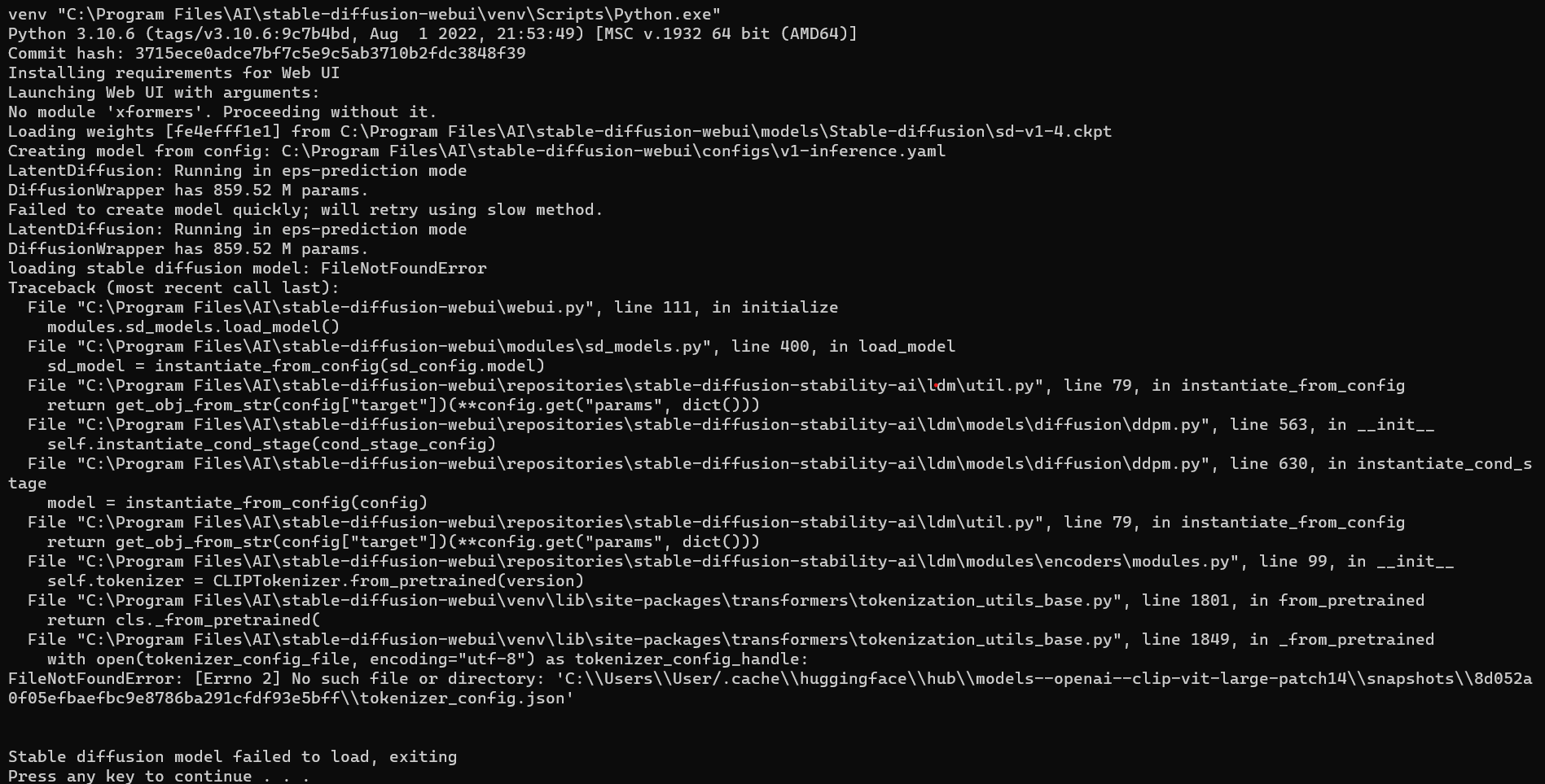 Hello Guys, i get this error "tokenizer_config_handle: FileNotFoundError: [Errno 2] No such file ...