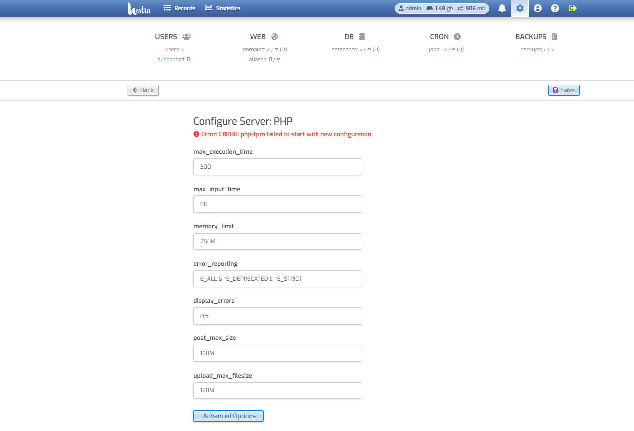 [Bug] Can't edit php.ini from HestiaCP Web GUI · Issue #3175 · hestiacp/hestiacp · GitHub