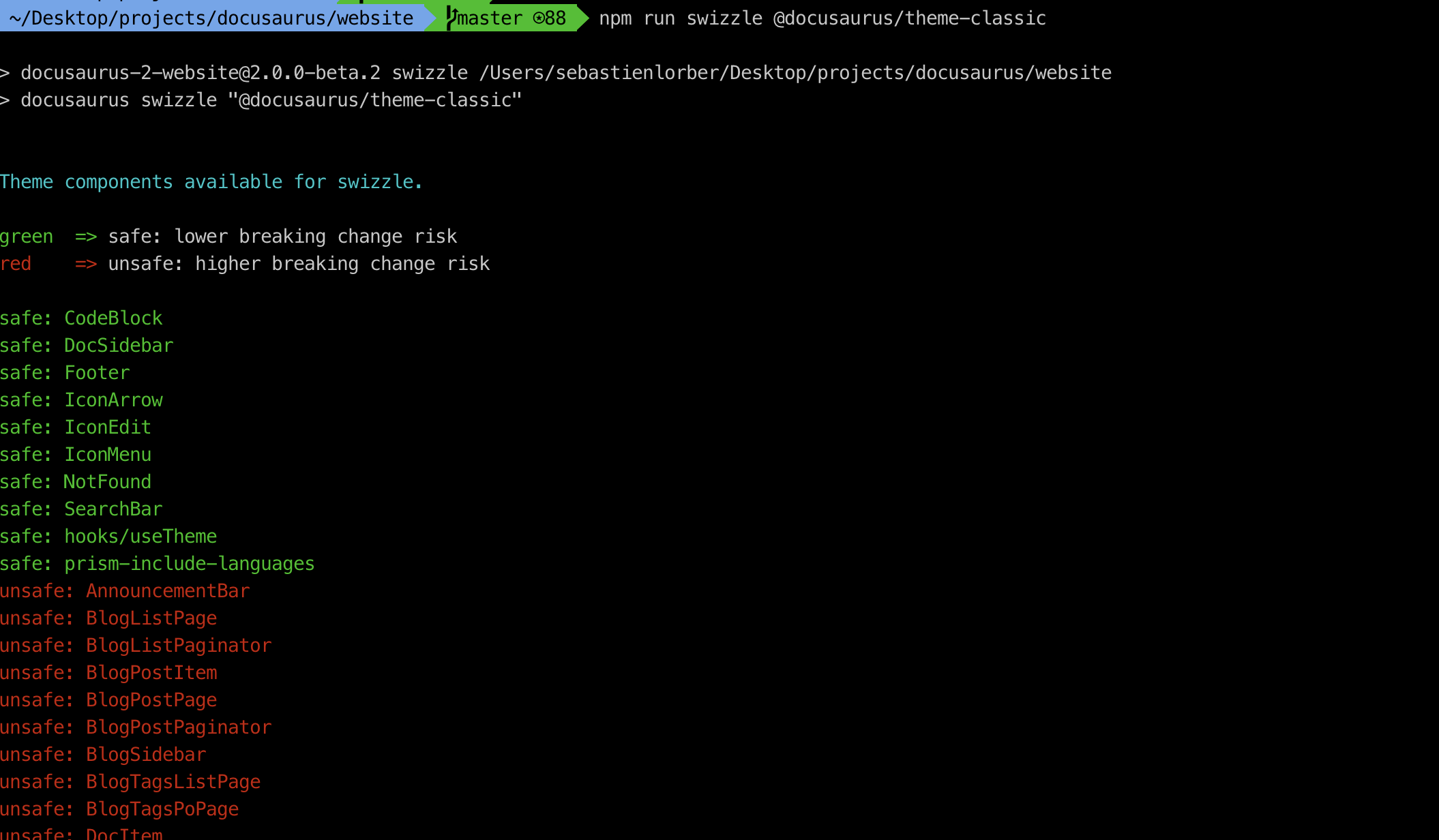 Running Swizzle for all doesn't work · Issue #5083 · facebook/docusaurus · GitHub
