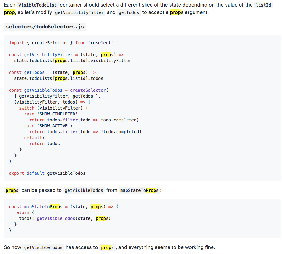 Document Better How To Access Props Inside Createselector · Issue 272 · Reduxjs Reselect · Github
