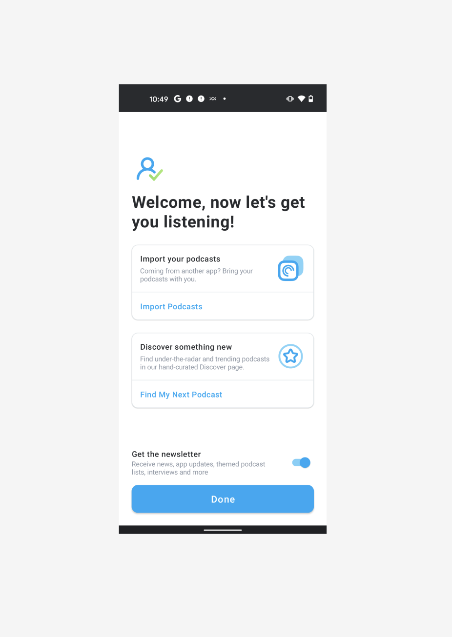 Project: Onboarding Flow · Issue #524 · Automattic/pocket-casts-android ...