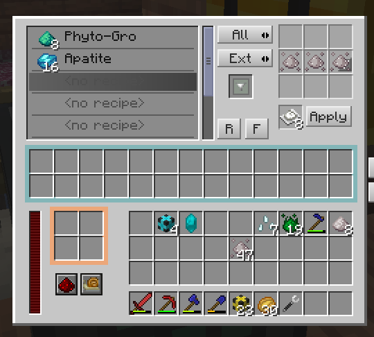 Cannot select alternate recipe for niter dust in RFToolsUtility Crafter ...