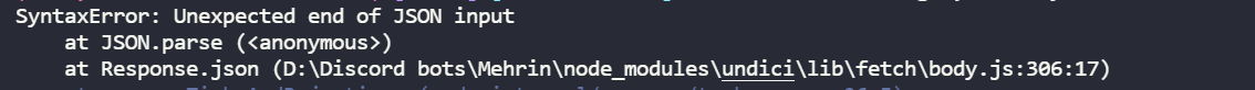 `undici#fetch` json parsing error. · Issue #1266 · nodejs/undici · GitHub `undici#fetch` json parsing error. · Issue #1266 · nodejs/undici · GitHub