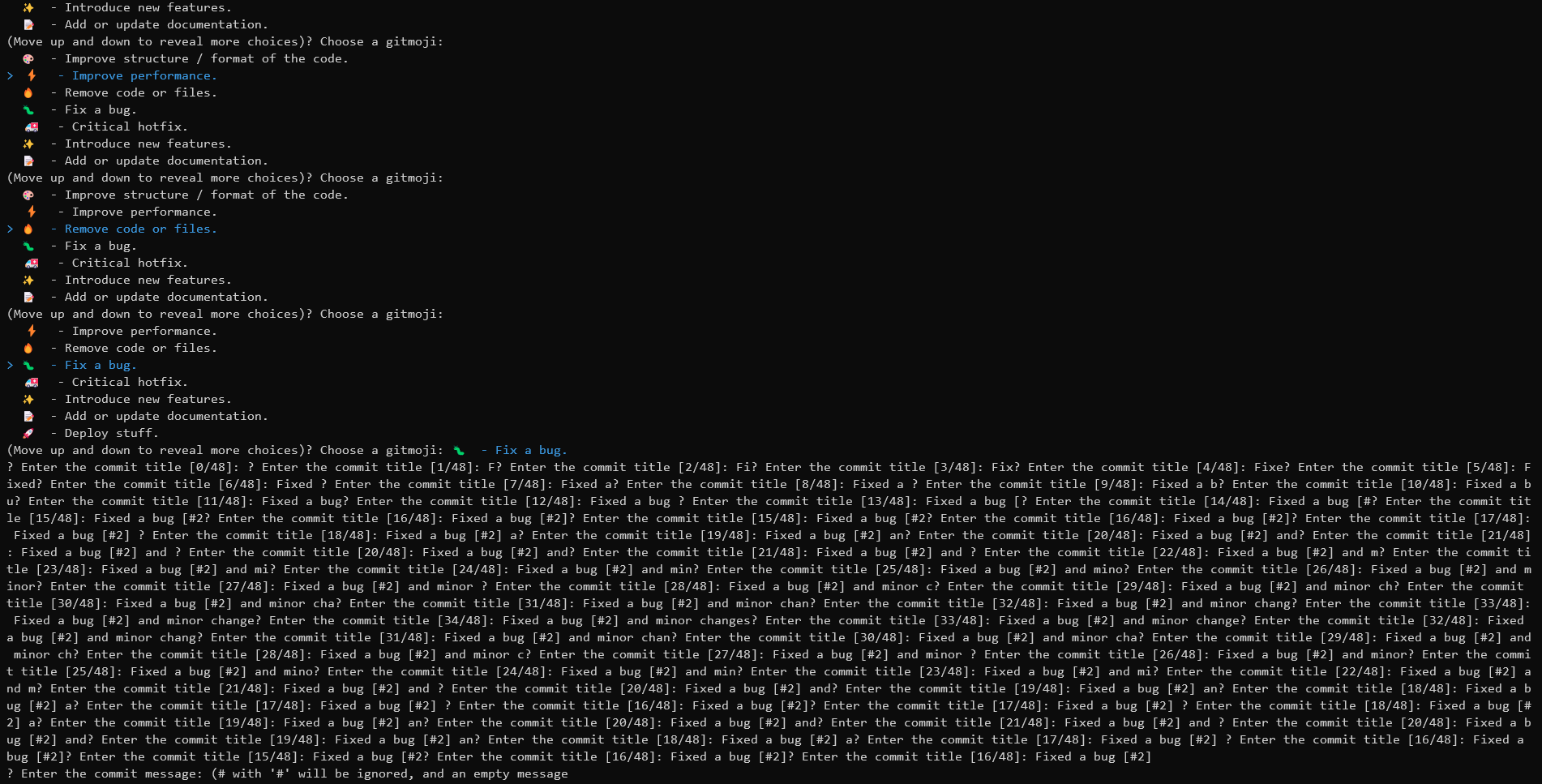 Error when typing, typing doesnt replace/move anything · Issue #873 · carloscuesta/gitmoji-cli ...