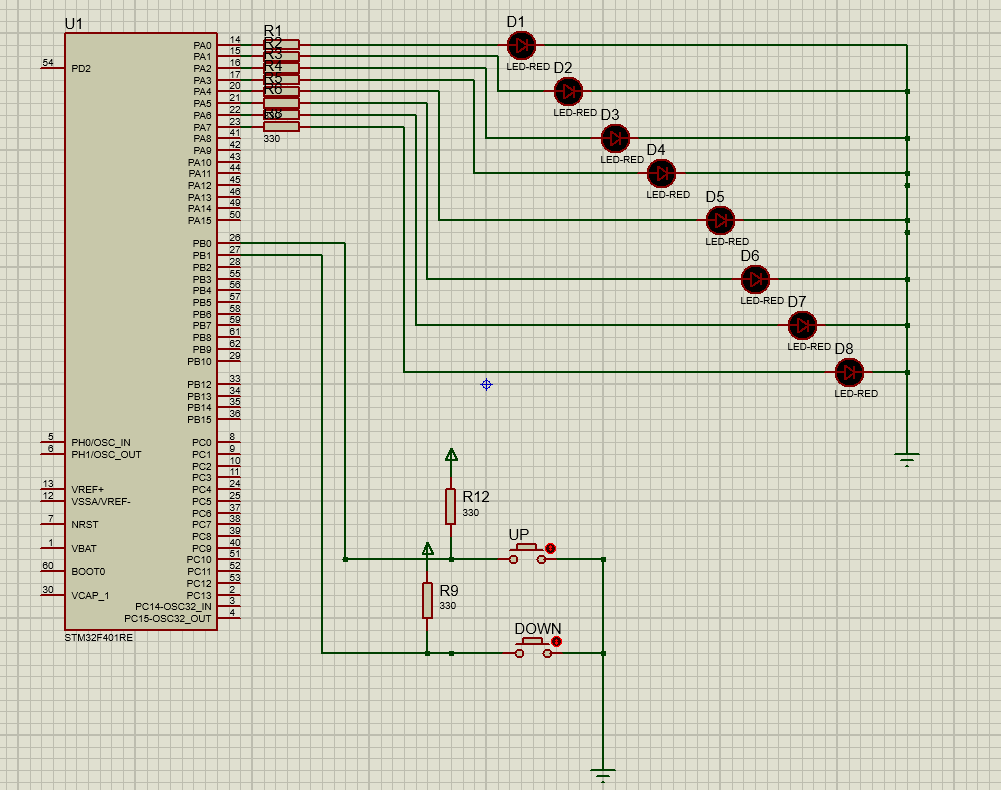 GitHub - Zoyeeee/stm32_LED_counter: 小程序；实现proteus中PA0-PA7引脚由PB0，PB1按钮控制二进制加减法