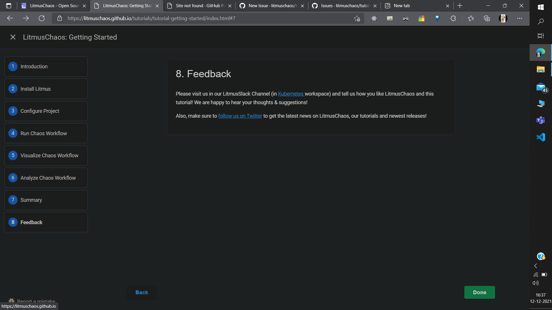 Issues broken link for Done button · Issue #25 · litmuschaos/tutorials ...