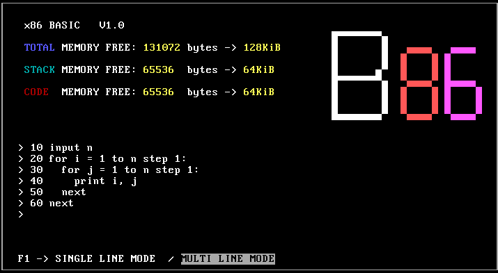 GitHub - MatteoMaddalena06/BASIC-x86: A simple BASIC interpreter for IBM compatible computers.