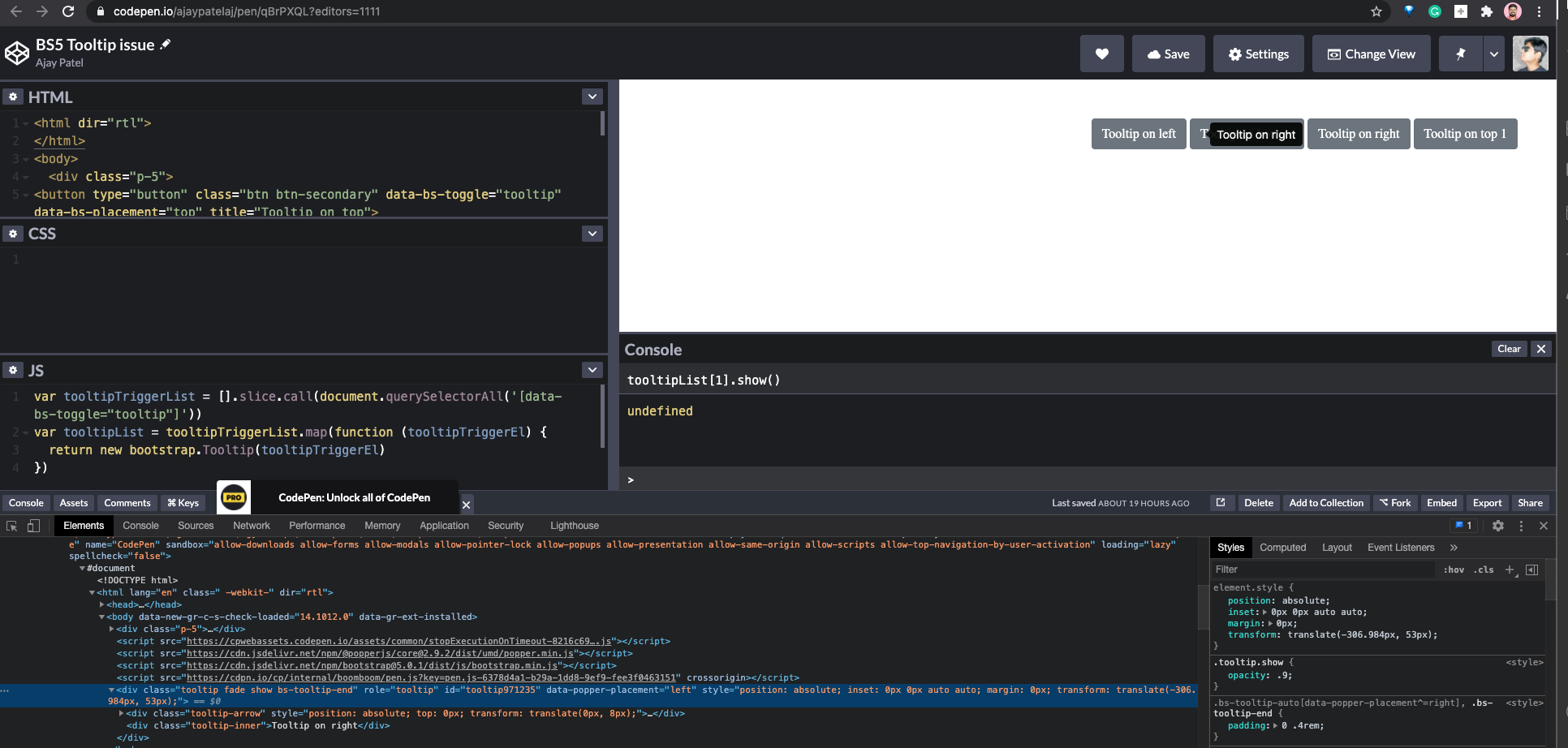Tooltip & Pophover: In RTL attachment is getting changed · Issue #34148 · twbs/bootstrap · GitHub
