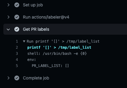 why is the github.event.pull_request.labels.*.name empty after the labeler have ran and set the ...
