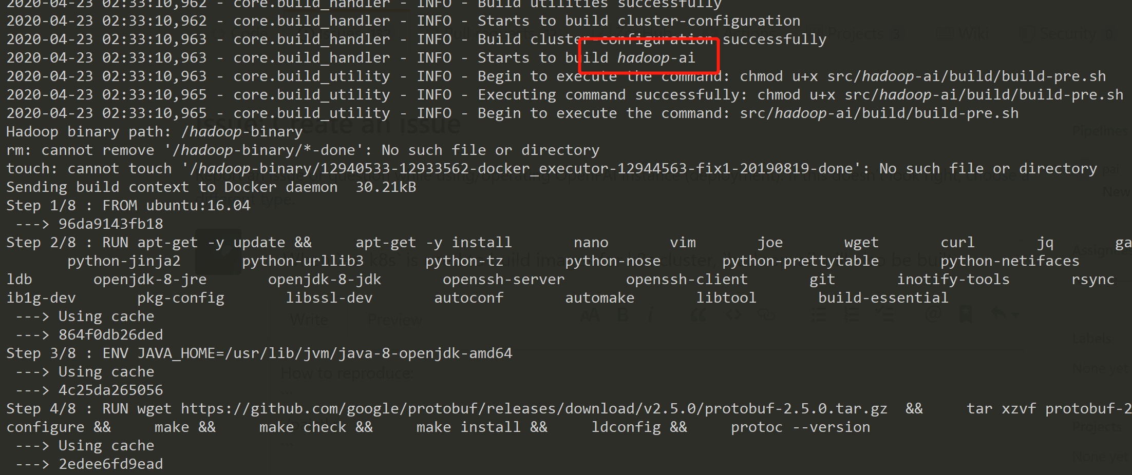 When `-m k8s` is used to build images for k8s cluster, `hadoop-ai` will ...