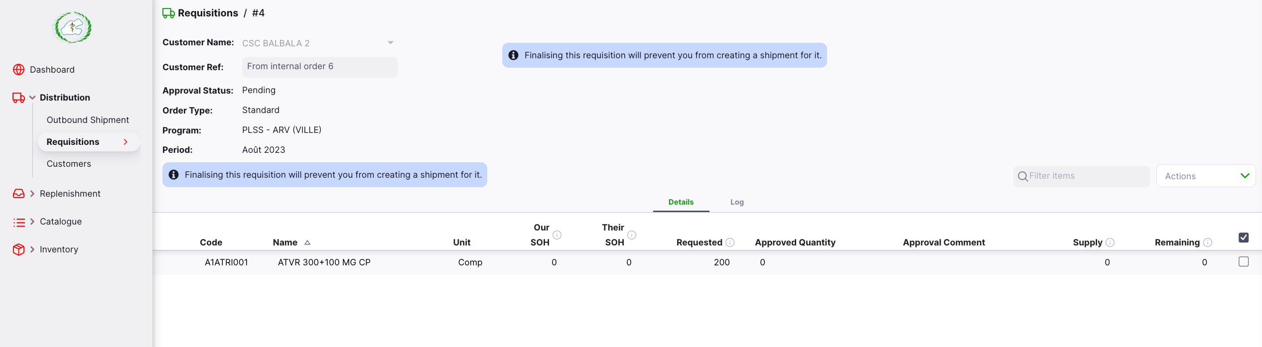 blue "info" message appears twice on requisitions · Issue #1637 · msupply-foundation/open ...