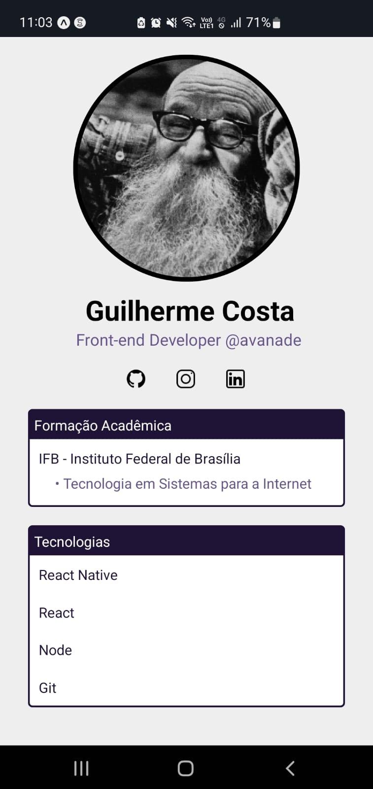 GitHub - GuilhermeCostaDF/exemplo-CV-react-native: Exemplo de um currículo simples criado com ...