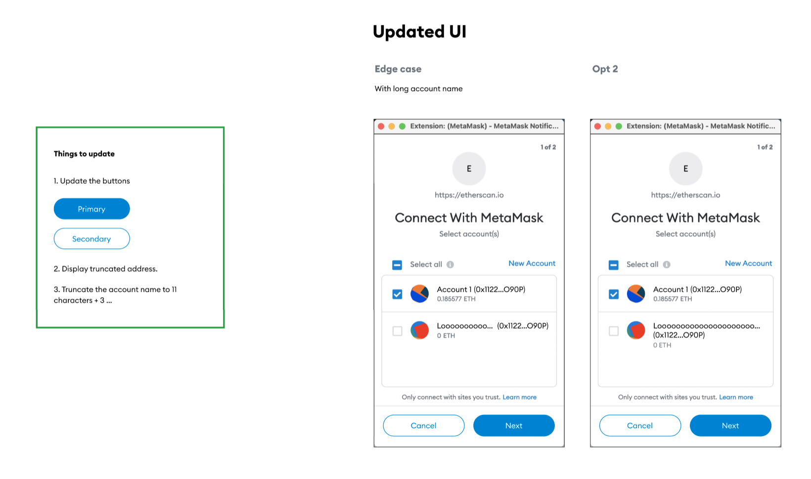 Standardize address and account name truncation in the connect flow ...