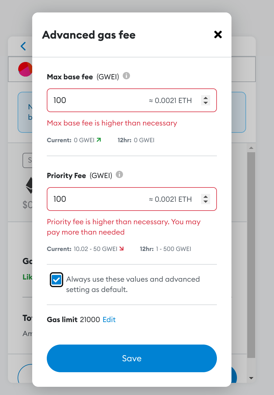 [Bug]: Enhanced Gas Fee UI saves the same values regardless of network ...