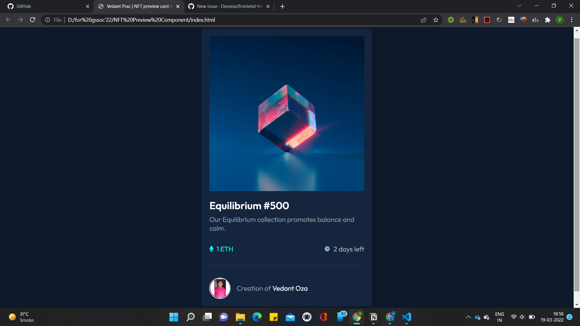 Add a NFT Preview Card · Issue #141 · Dezenix/frontend-html-css-js · GitHub