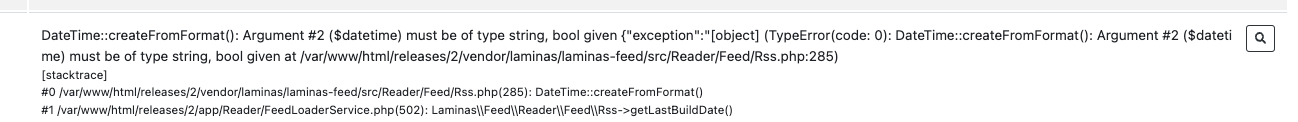 DateTime::createFromFormat(): Argument #2 ($datetime) must be of type string, bool given · Issue ...