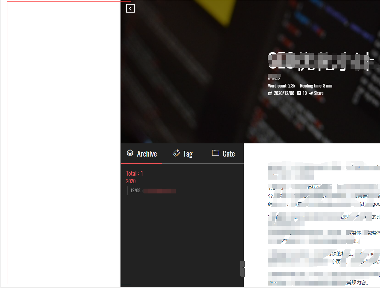 在文章页，点击左上角，会出现一大片空白 · Issue #283 · fi3ework/hexo-theme-archer · GitHub