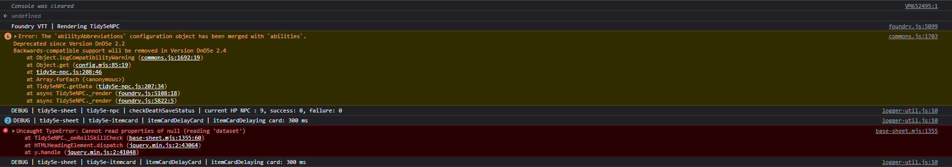 [BUG] Cannot roll skill checks from either Player or NPC sheet · Issue #752 · sdenec/tidy5e ...