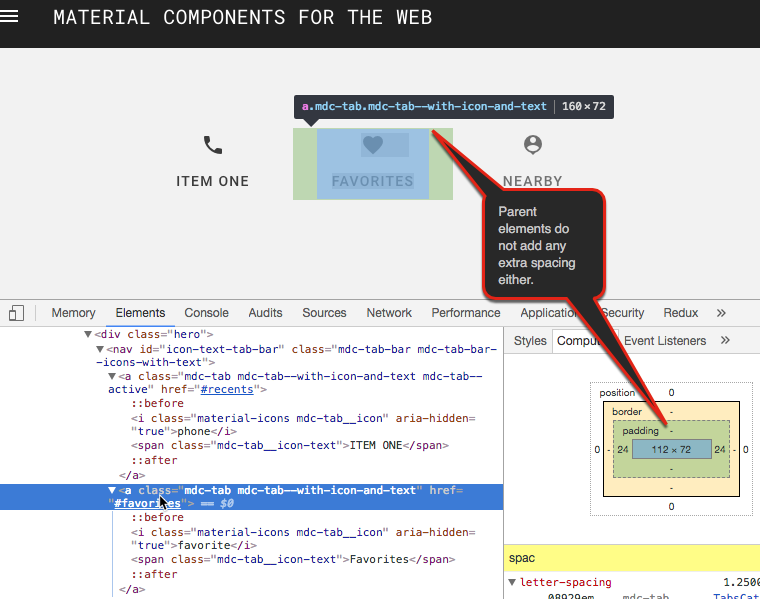 Tabs: Does not match spec: (1) Letter-spacing (2) Icon-and-text version's spacing/sizing · Issue ...