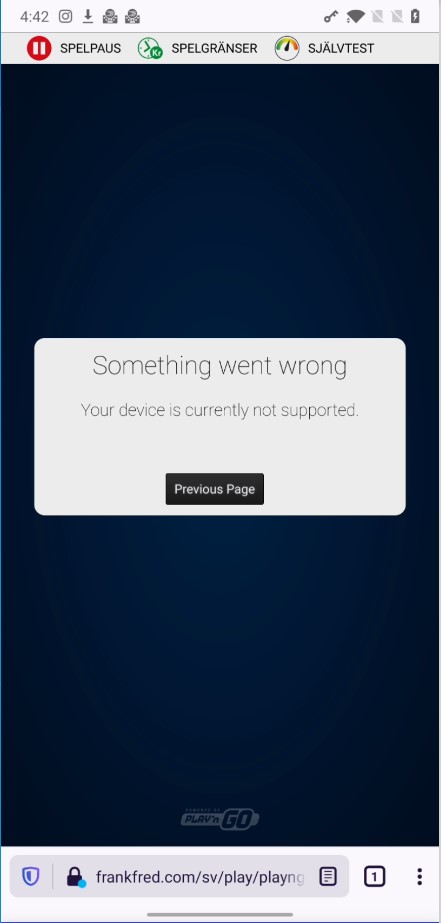 www.frankfred.com - "Device not supported" message is being displayed ...