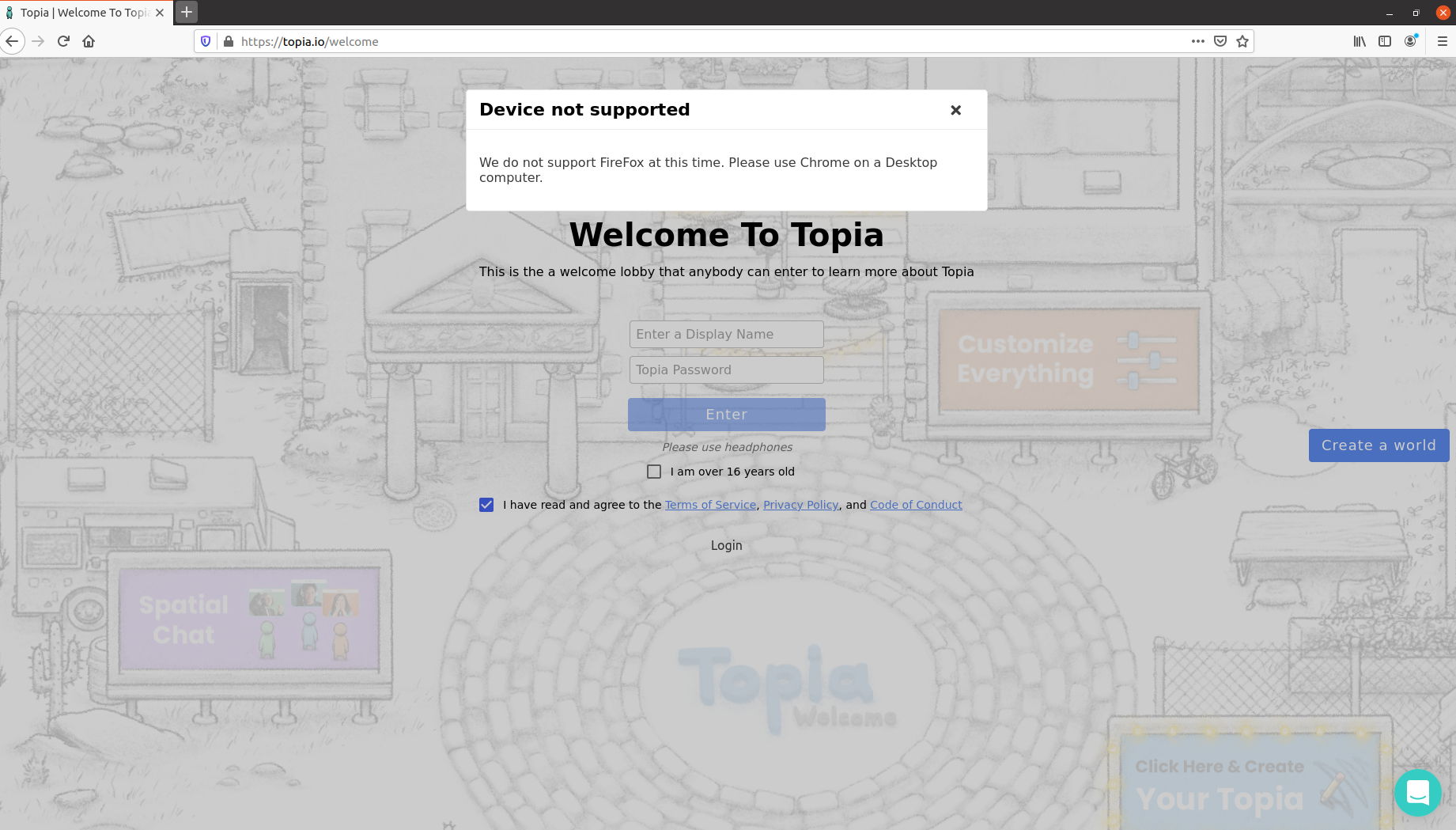 topia.io - Page displays "Browser unsupported" message · Issue #68508 ...