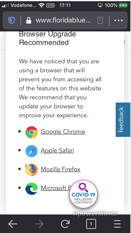 www.floridablue.com - Page returns a "Browser unsupported" pop-up message · Issue #69721 ...