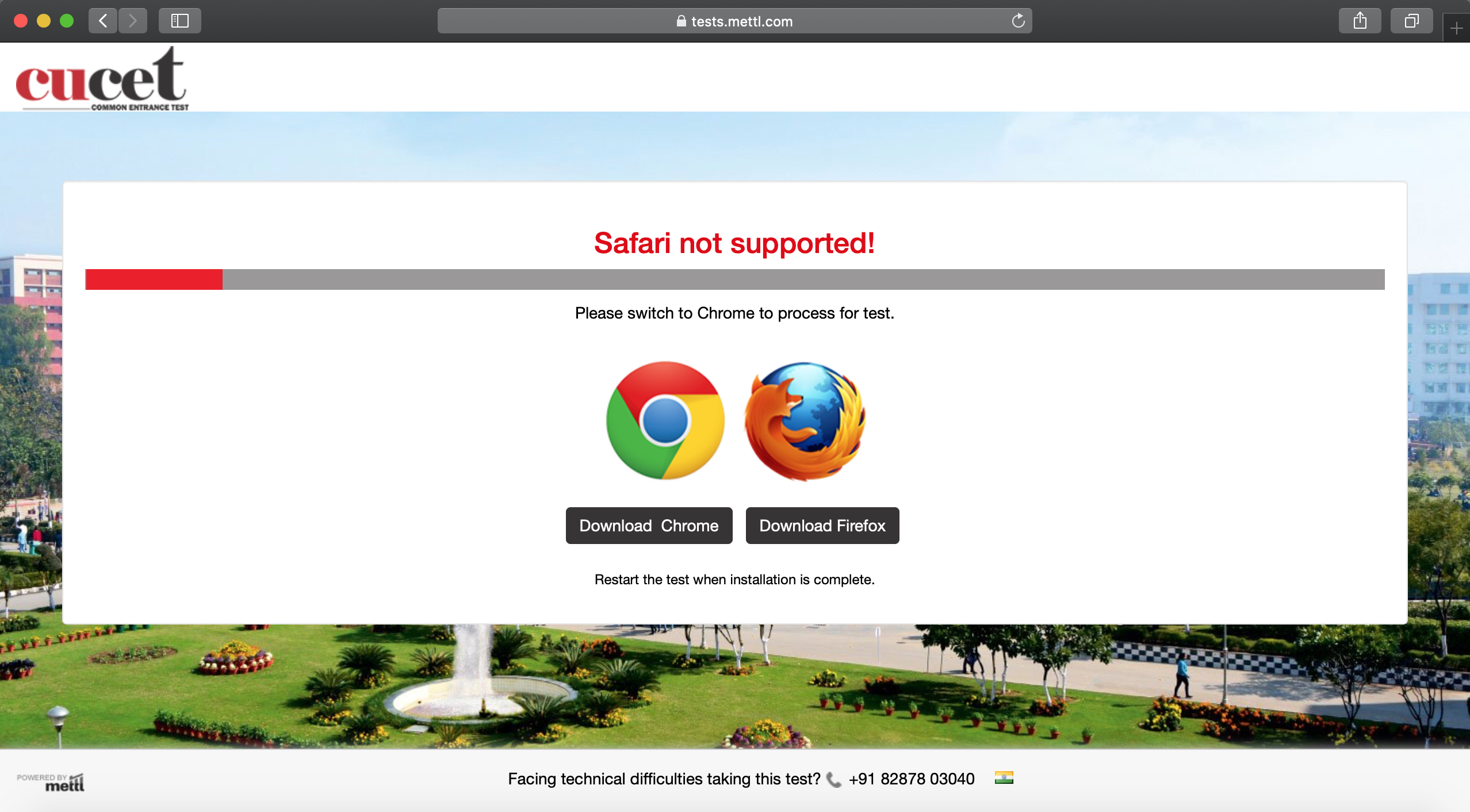tests.mettl.com - Page returns a "Browser Unsupported" message · Issue ...