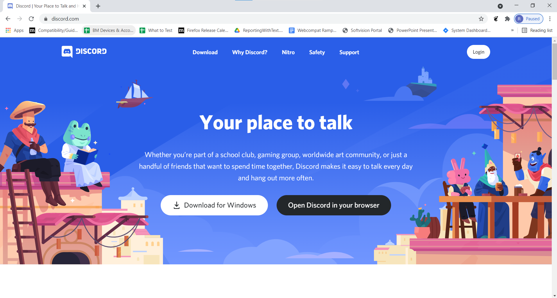 discord.com - The header of the page has a broken linear-gradient ...