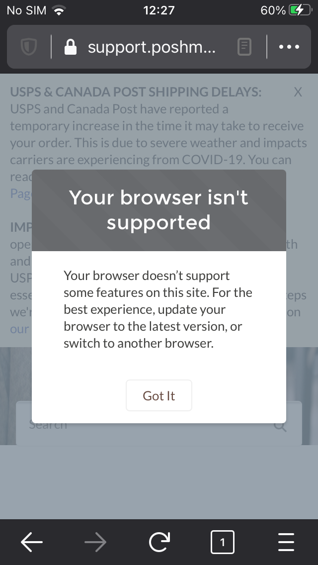 support.poshmark.com - The page returns an "Unsupported browser" message · Issue #74826 ...