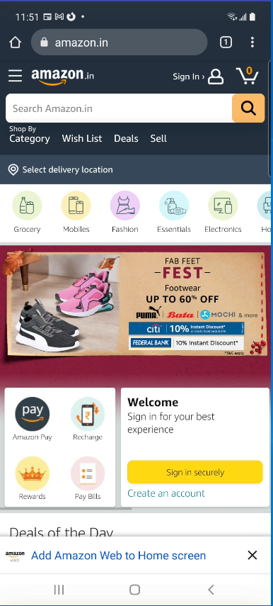 www.amazon.in - Pop-up about the PWA is not displayed · Issue #93704 ...