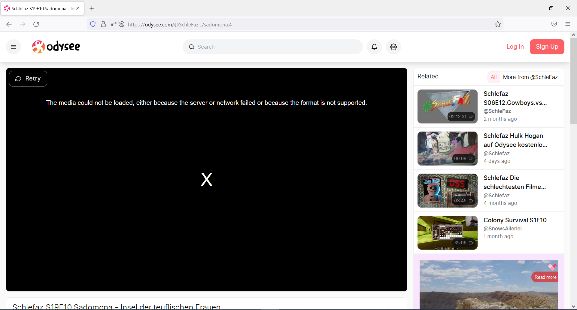 Error Message When Attempting To Play A Video · Issue 94987 · Webcompatweb Bugs