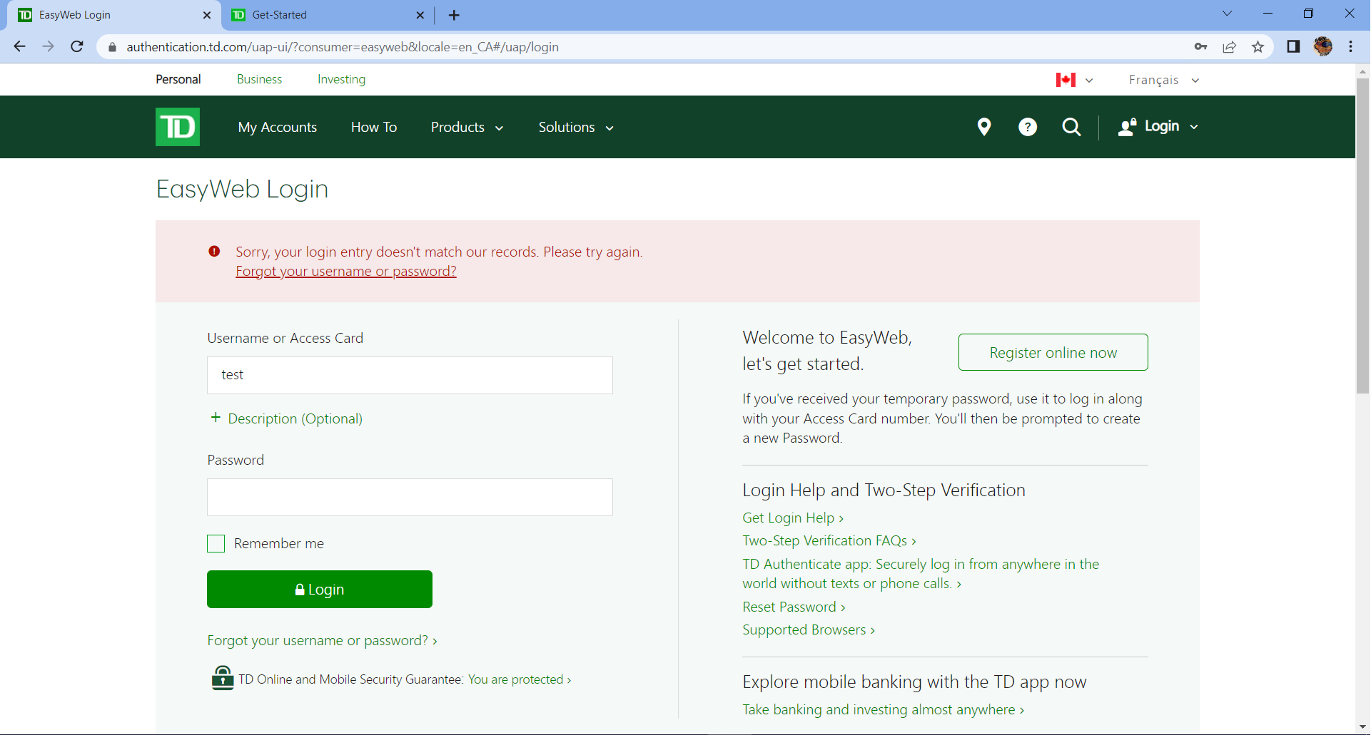 authentication.td.com - site is not usable · Issue #104794 · webcompat/web-bugs · GitHub