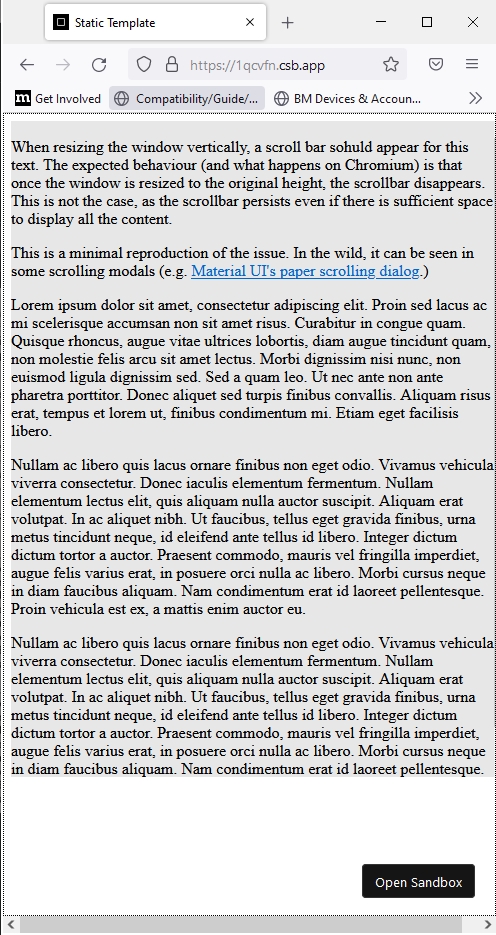 1qcvfn.csb.app - Resizing the window vertically and reverting to full window does not hide the ...