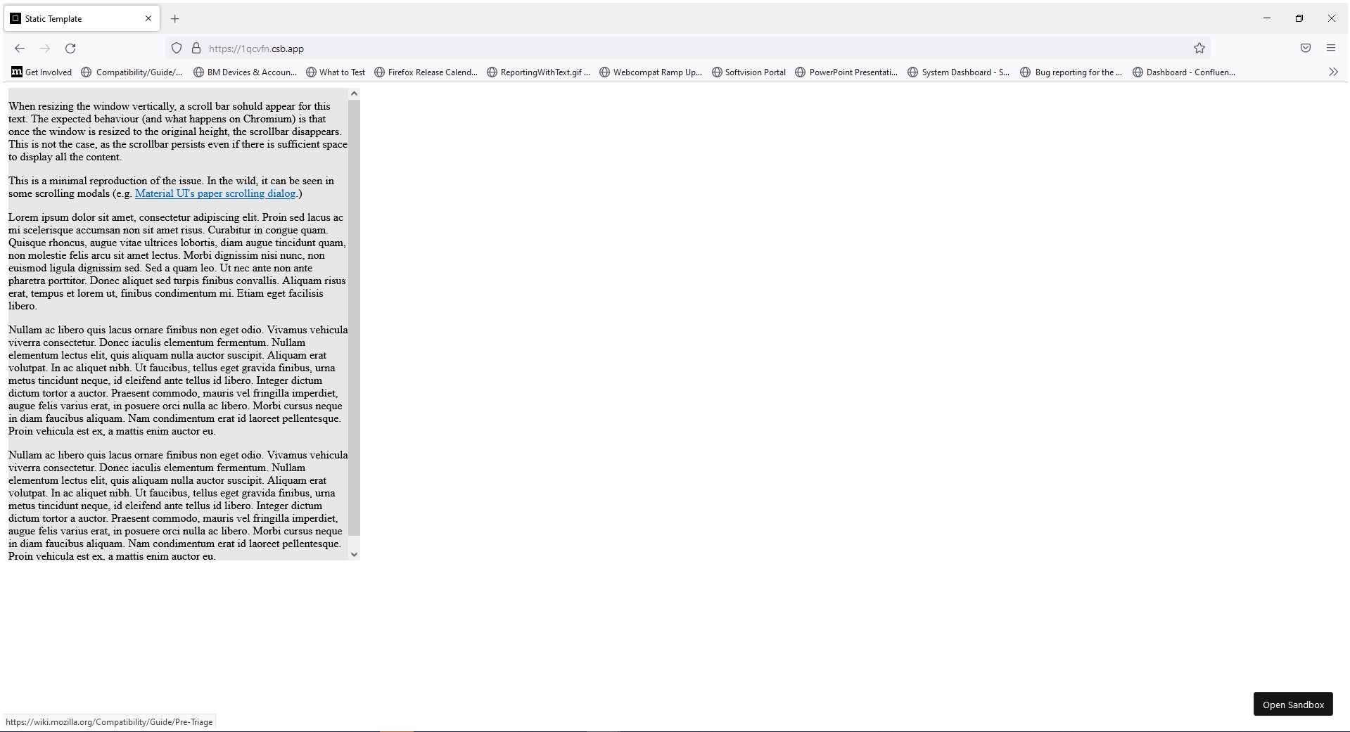1qcvfn.csb.app - Resizing the window vertically and reverting to full window does not hide the ...