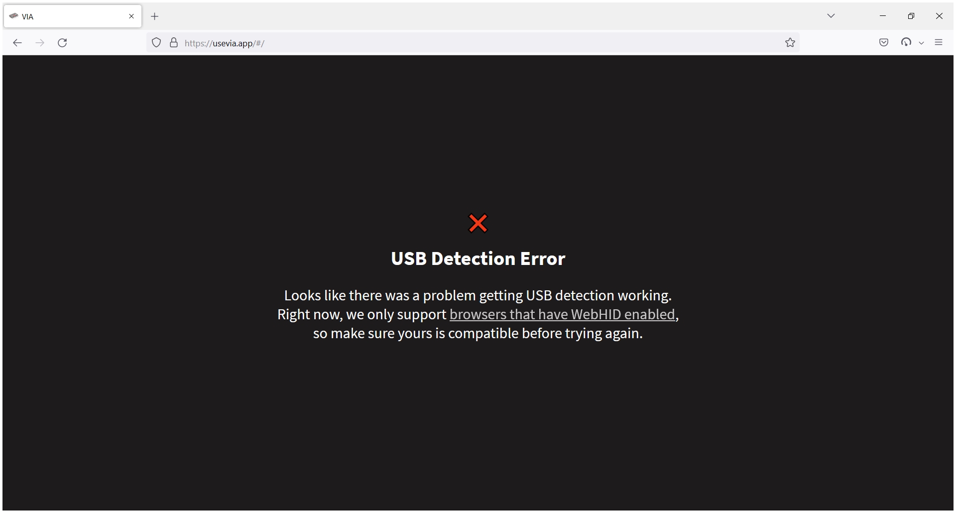 usevia.app - Firefox is an unsupported browser · Issue #109595 · webcompat/web-bugs · GitHub