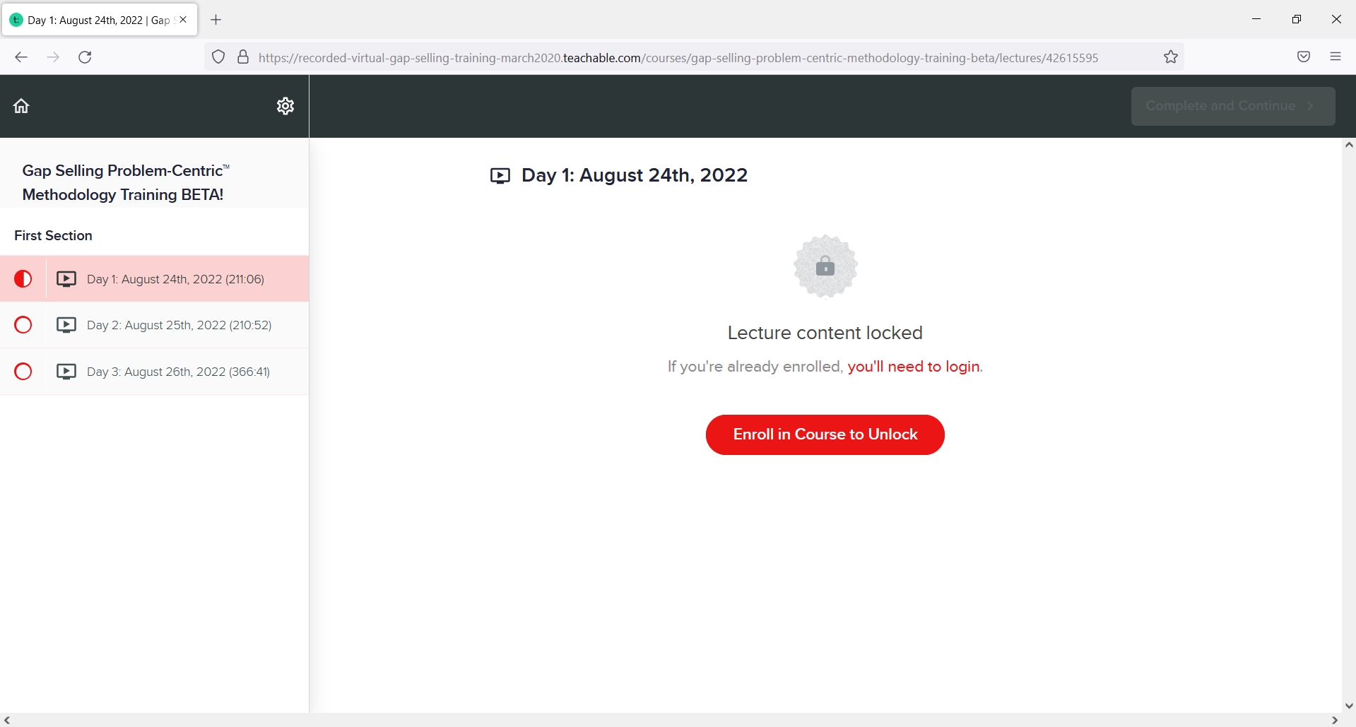recorded-virtual-gap-selling-training-march2020.teachable.com - video or audio doesn't play ...
