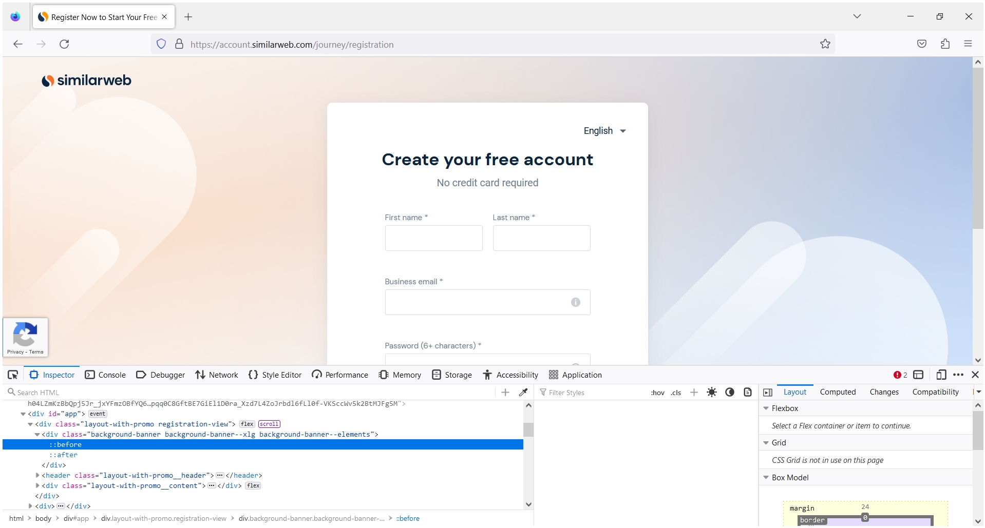 account.similarweb.com - Different layout for regitration page is received · Issue #113186 ...