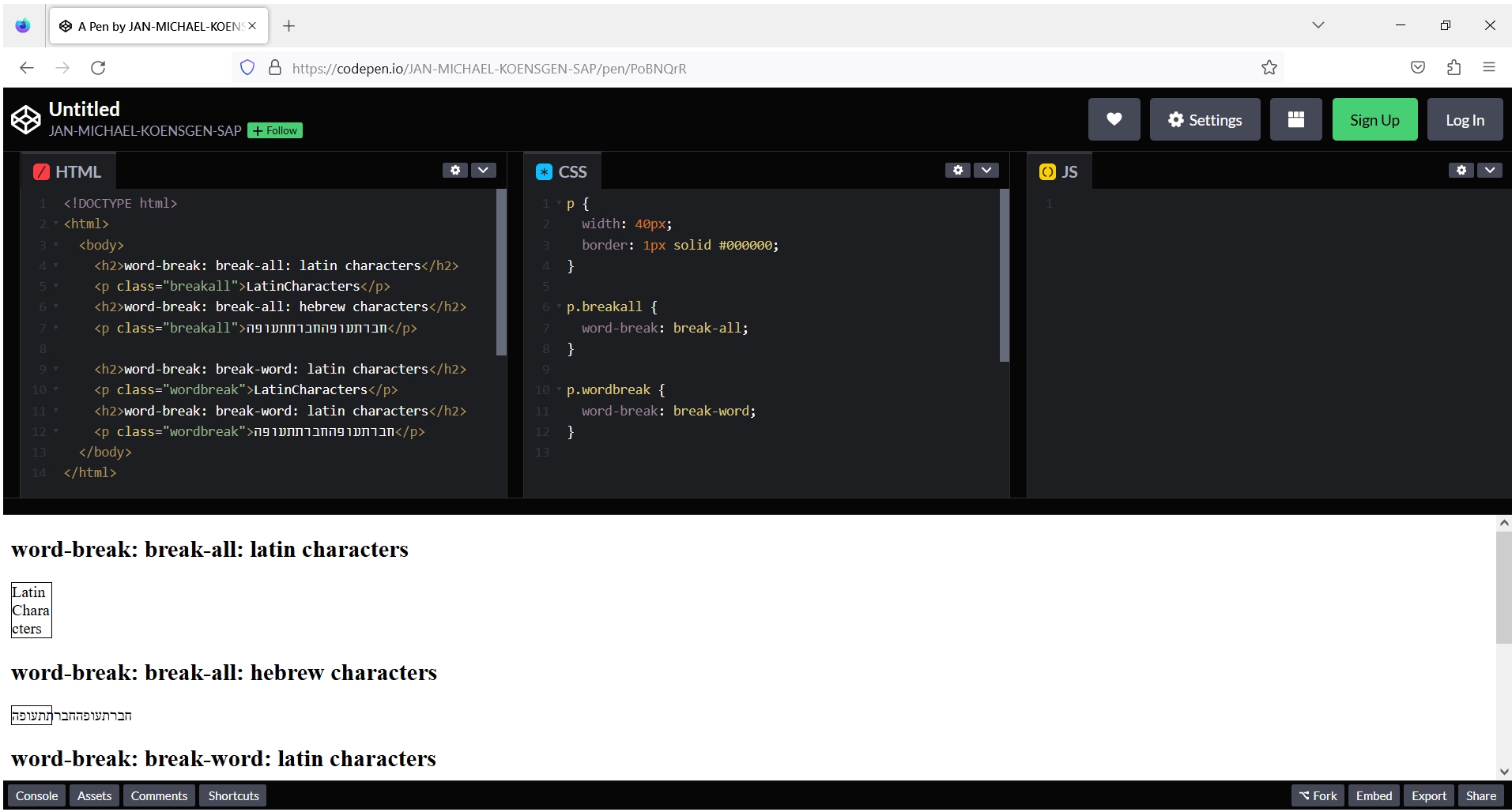 codepen.io - Word break for hebrew characters is broken · Issue #116123 ...