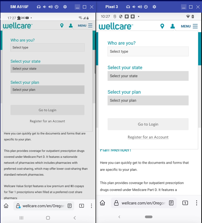 www.wellcare.com - Drop down options are not working · Issue #116595 · webcompat/web-bugs · GitHub