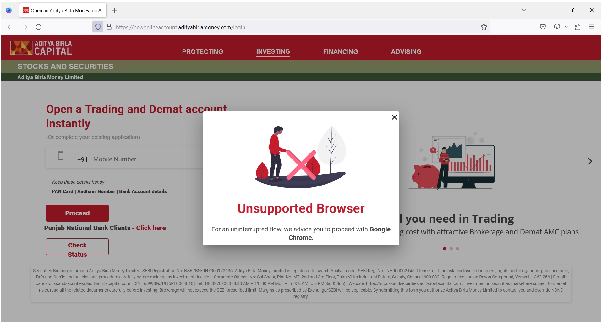 newonlineaccount.adityabirlamoney.com - Firefox is not a recommended browser · Issue #117339 ...