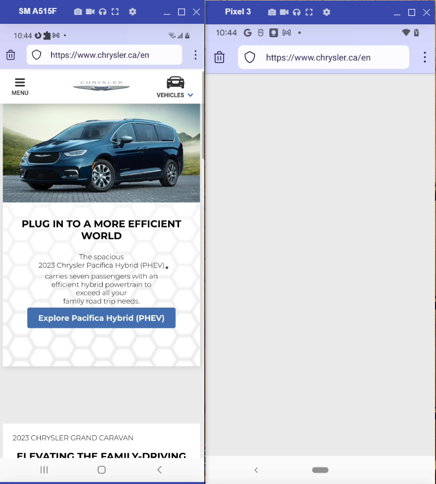 www.chrysler.ca - The page does not load with "Trackers and Scripts to Block- Content" option ...
