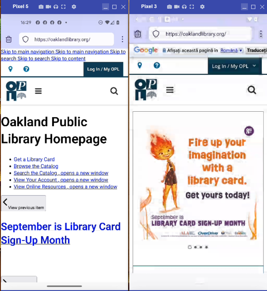 oaklandlibrary.org - CSS is broken with "Trackers and Scripts to Block- Content" option enabled ...