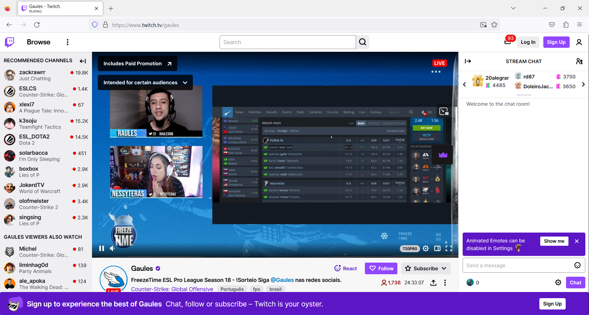 twitch.tv - "Your browser encountered an error while decoding the video. (Error #3000)" when ...